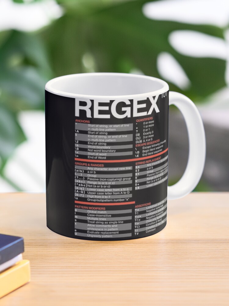 "Regex Cheatsheet - Regular Expressions 101 - Computer Teacher" Coffee Mug for Sale by ...