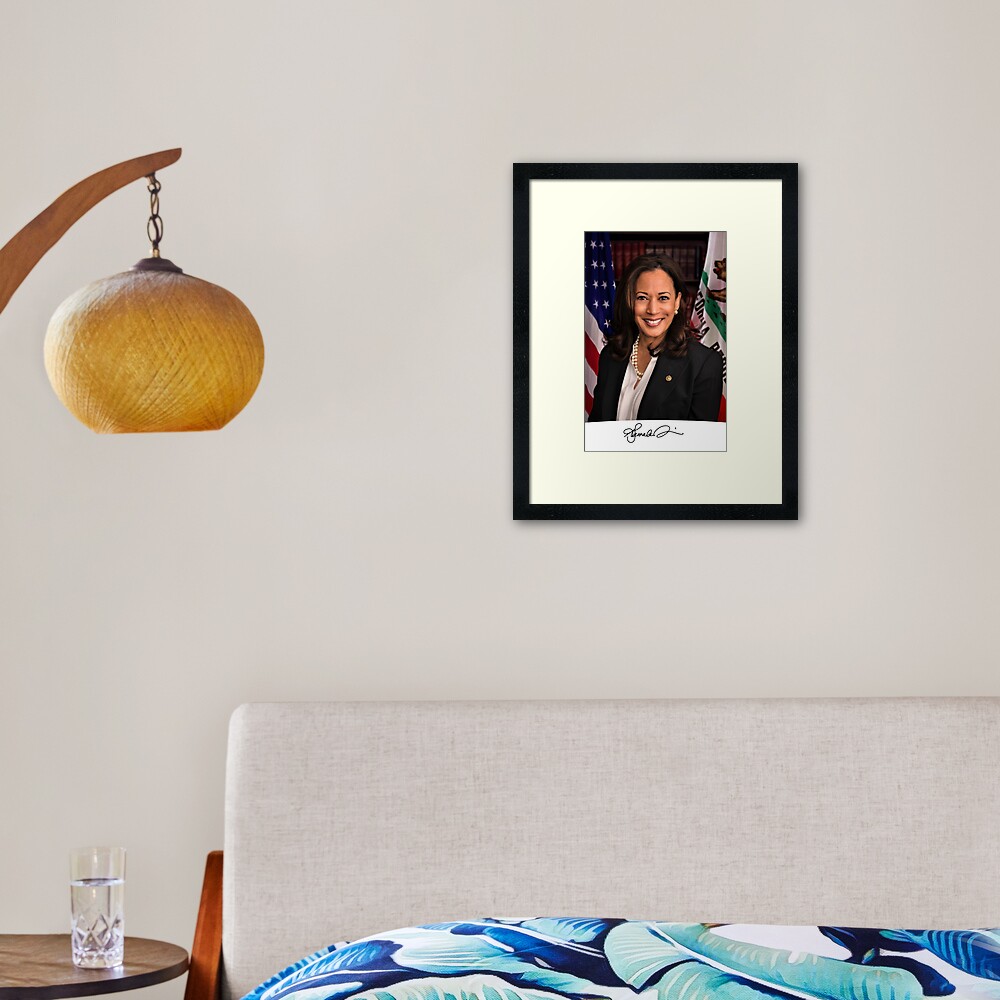 "Kamala Harris Signature Portrait" Framed Art Print for Sale by ...
