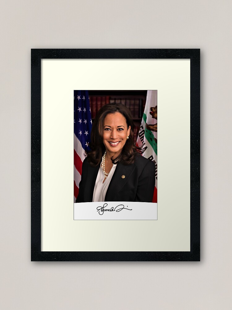 "Kamala Harris Signature Portrait" Framed Art Print for Sale by ...