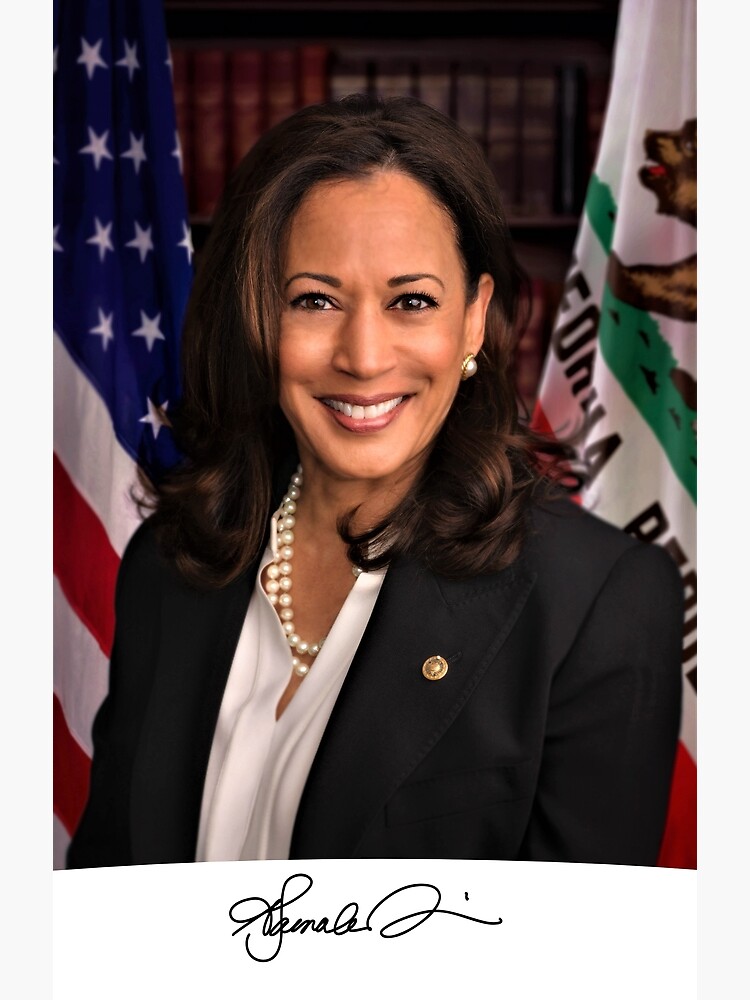 "Kamala Harris Signature Portrait" Framed Art Print for Sale by ...