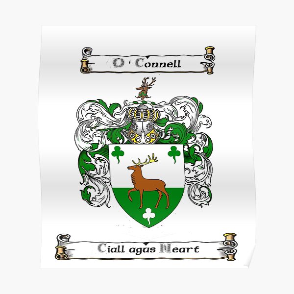 "O'Connell Family Crest and Motto" Poster for Sale by Hibernia29 ...