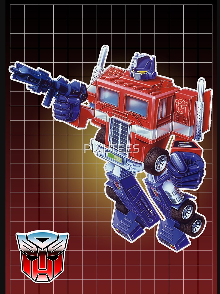 "OPTIMUS PRIME G1 BOX ART" T-shirt by PIXLTEES | Redbubble