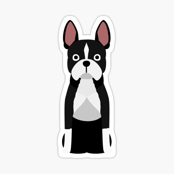 "Boston Terrier Dog Cartoon Art" Sticker for Sale by Rumbledesign ...