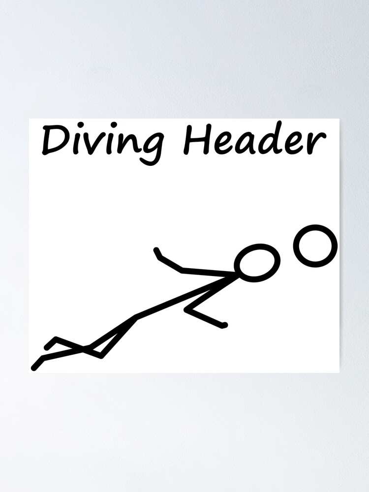 "Football stickman diving header" Poster by Bammodesigns | Redbubble