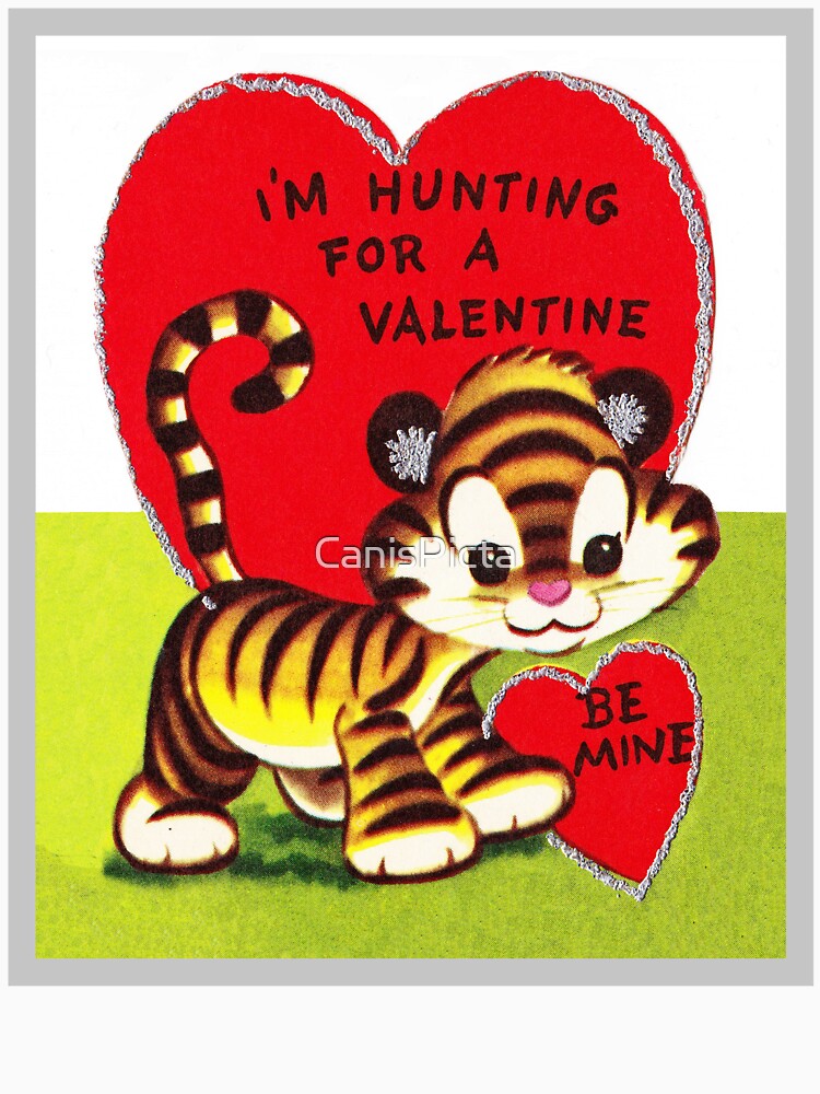 ""I'm Hunting for a Valentine" Tiger Valentines Day Vintage Retro Card ...