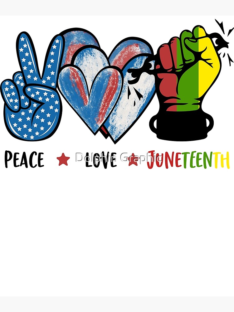 "Peace Love Juneteenth Hand Hearts Freedom USA flag African American ...