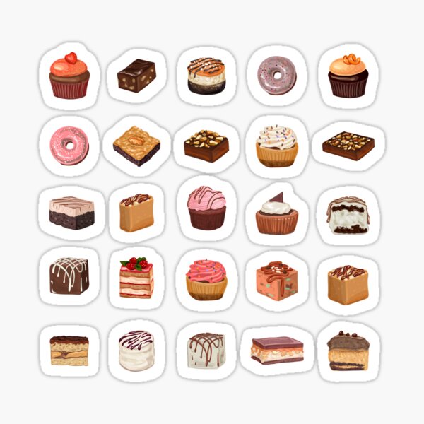 "Set of Mini Cakes Petit Gateau" Sticker for Sale by NiftyTrinket ...