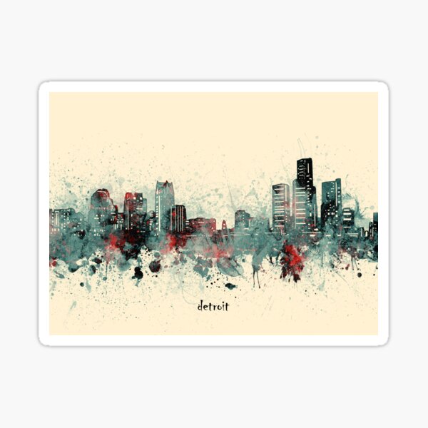 "detroit skyline" Sticker by BekimART2 | Redbubble