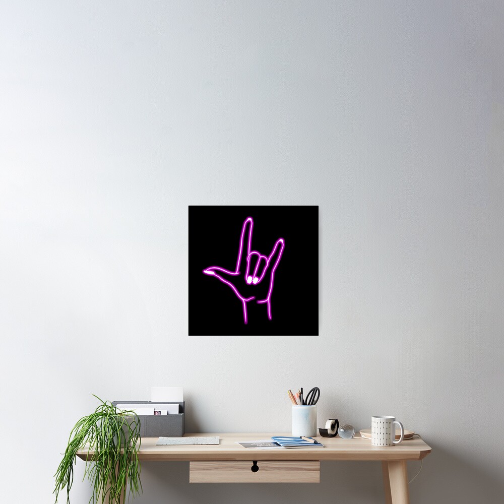 "neon rock hand sign" Poster for Sale by Ellie-Shepherd | Redbubble