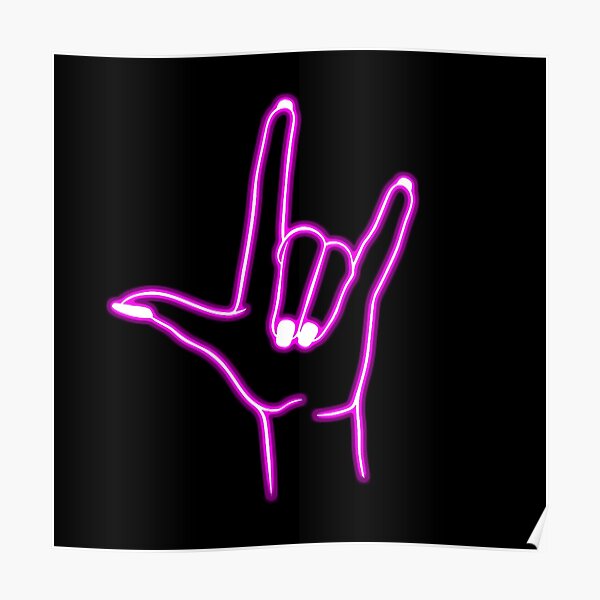 "neon rock hand sign" Poster for Sale by Ellie-Shepherd | Redbubble