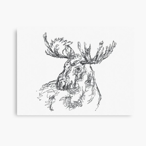 "Abstract Moose Line Drawing" Canvas Print for Sale by ScribbleToe ...