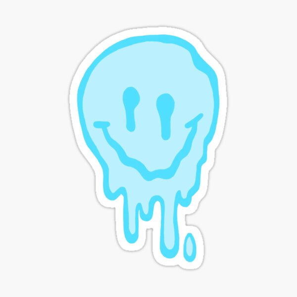 "Blue Drippy Smiley Face" Sticker by mayafoleyy | Redbubble
