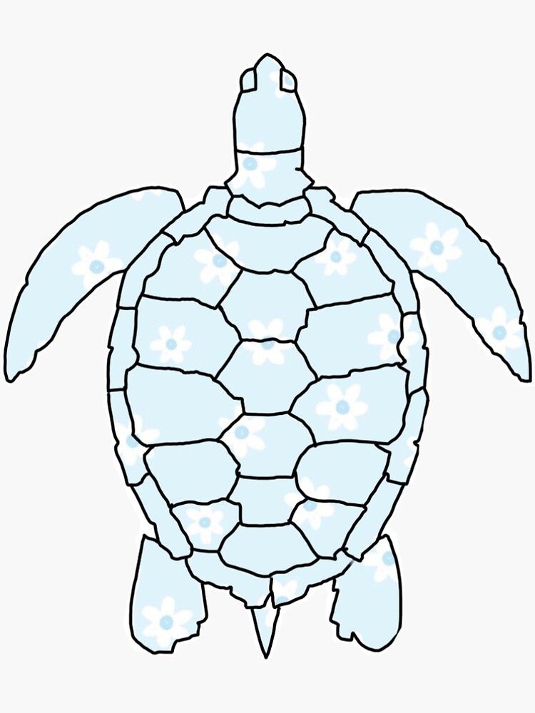 "blue flower turtle sticker" Sticker by jordynlam | Redbubble