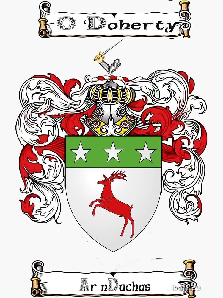 "O' Doherty Family Crest and Motto" Sticker for Sale by Hibernia29 ...