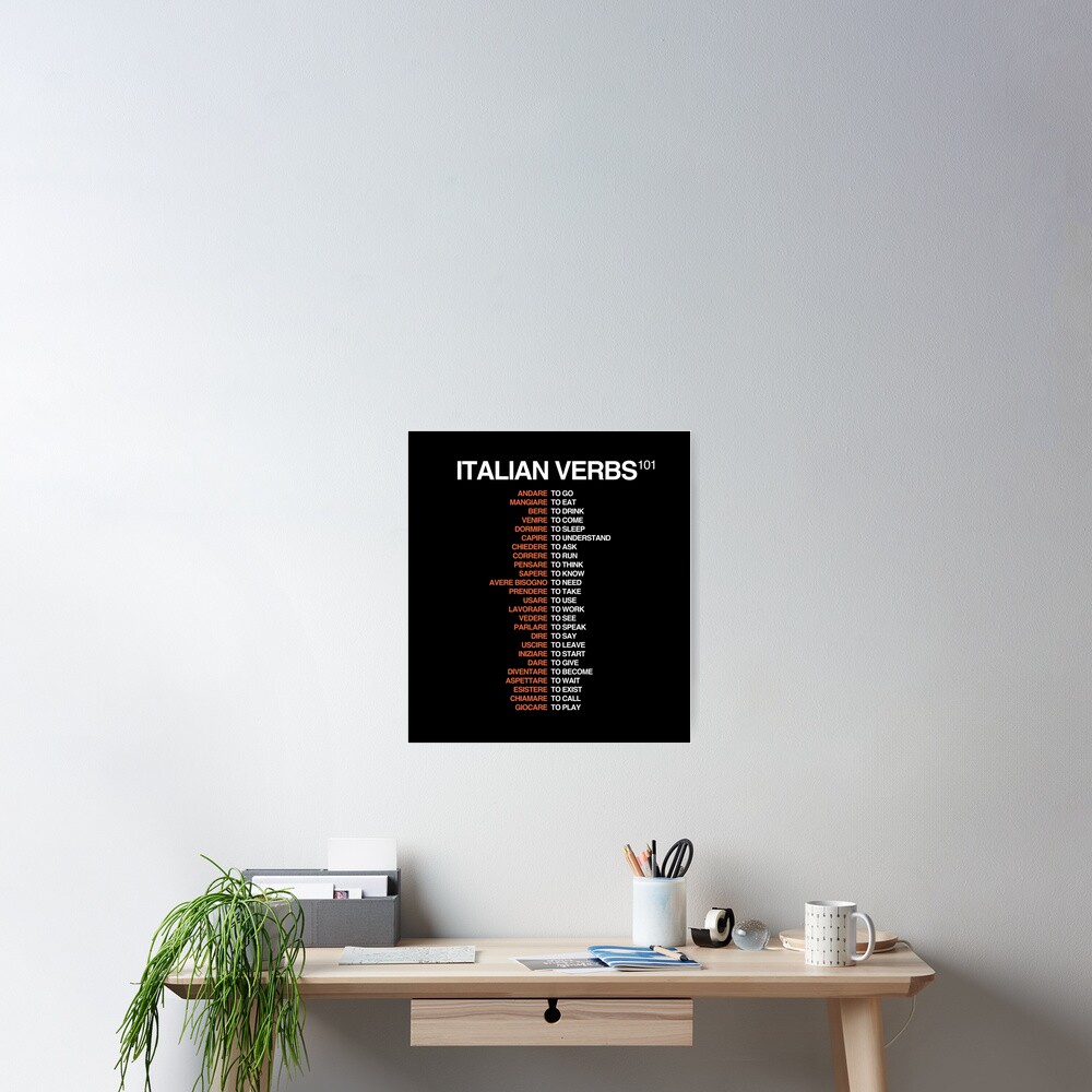 "Italian Verbs 101 - Italian Language Cheatsheet" Poster for Sale by ...