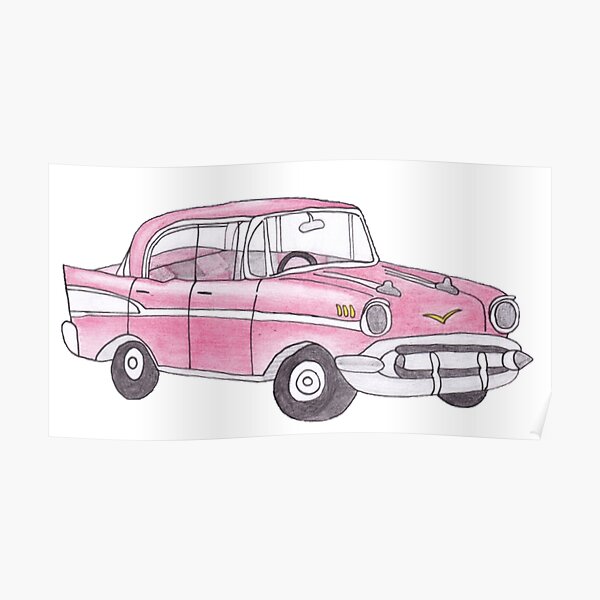 "Classic Car Drawing" Poster for Sale by sophcorr | Redbubble