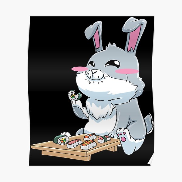 "Sushi Bunny Rabbit Kawaii Anime" Poster for Sale by Mealla | Redbubble