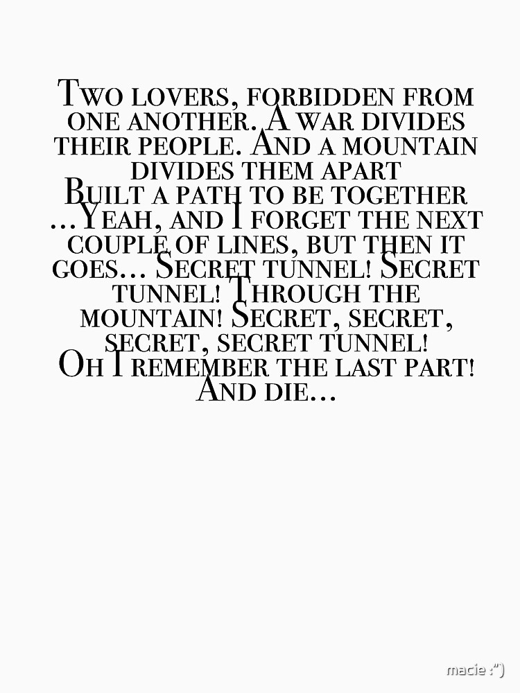 "secret tunnel ATLA lyrics" T-shirt by tpwkbruh | Redbubble