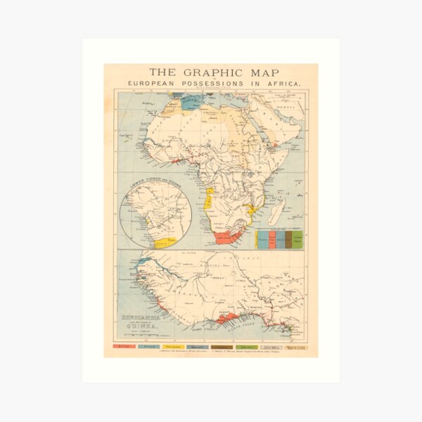 "Vintage European Colonies of Africa Map (1884)" Art Print by ...