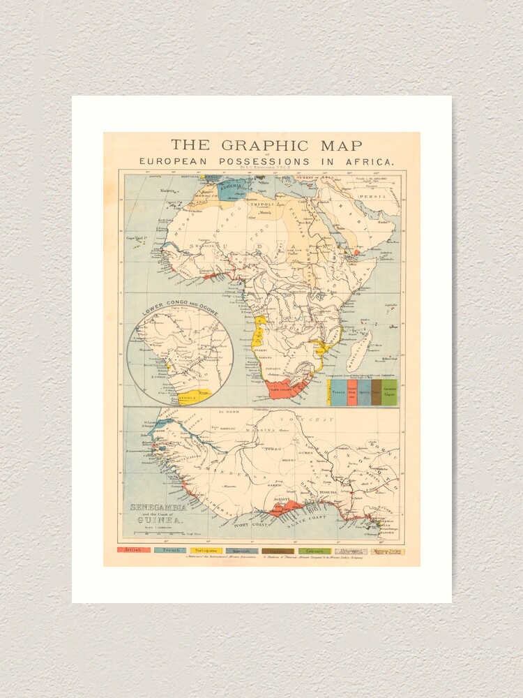 "Vintage European Colonies of Africa Map (1884)" Art Print by ...