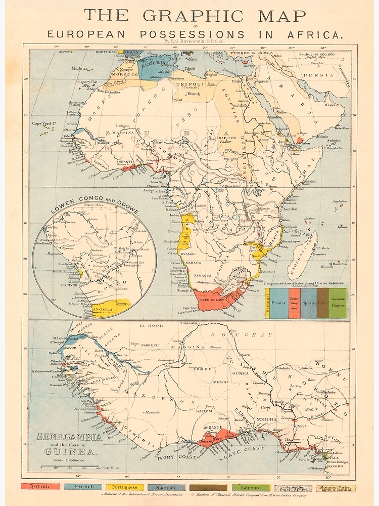 "Vintage European Colonies of Africa Map (1884)" Art Print by ...