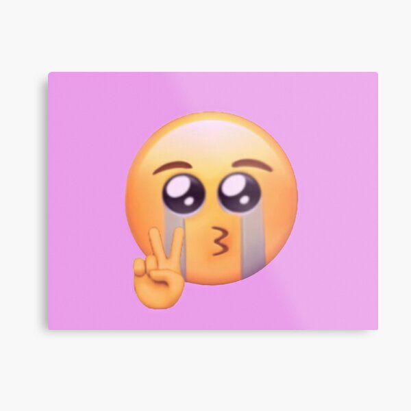 Crying Peace Sign Emoji Wall Art | Redbubble