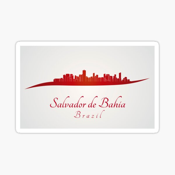"Salvador de Bahia skyline in red" Sticker by paulrommer | Redbubble