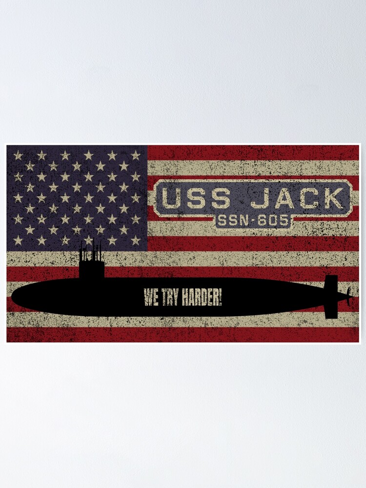 "USS Jack SSN-605 Nuclear Submarine Vintage American Flag Gift" Poster ...
