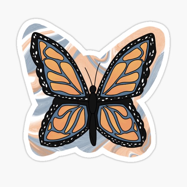 "Blue and Peach Butterfly Sticker" Sticker for Sale by lindseydykes ...