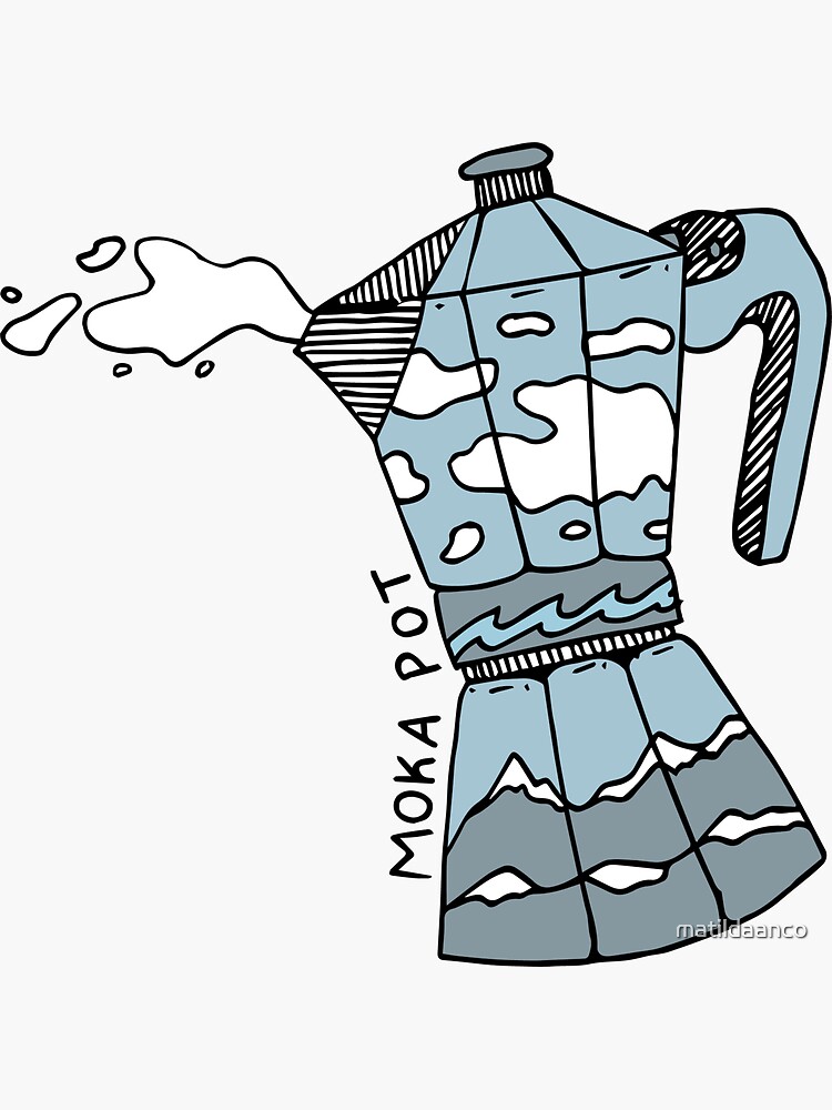 "Moka Coffee Pot " Sticker for Sale by matildaanco | Redbubble