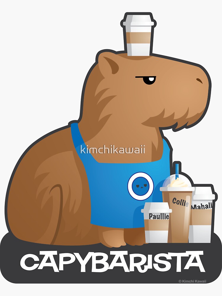 "Capybara Barista" Sticker for Sale by kimchikawaii | Redbubble