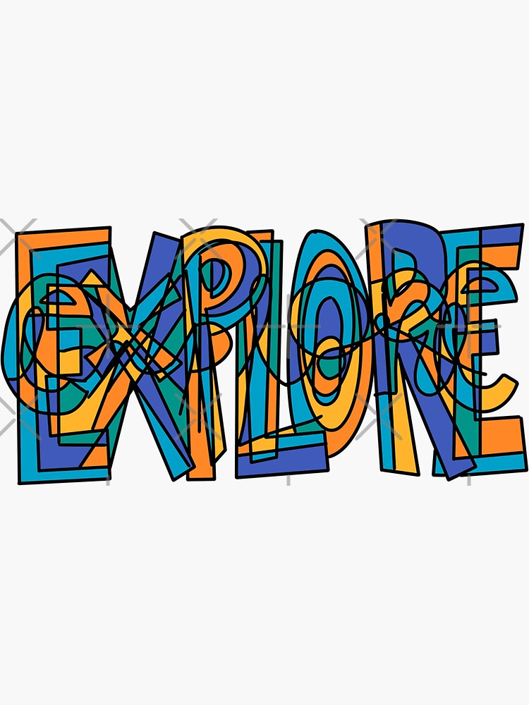 "Explore Word Doodle" Sticker for Sale by klaireep | Redbubble
