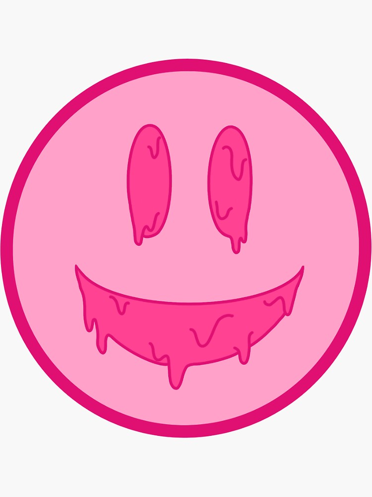 "Pink Drip Smiley Face" Sticker for Sale by katecreatespng | Redbubble
