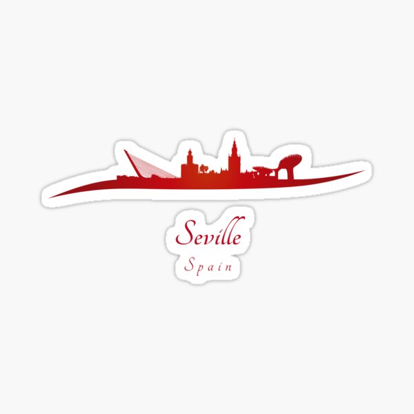 "Seville skyline in red" Sticker by paulrommer | Redbubble