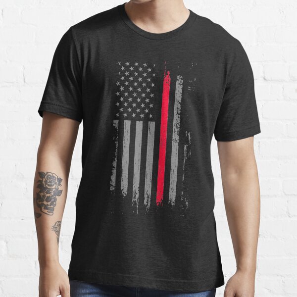 "Thin Red Line Support of Firefighters American Flag" T-shirt for Sale ...