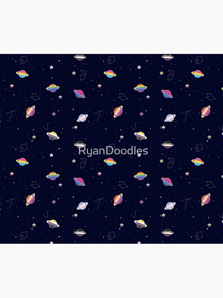 LGBTQ Pride Planets & Stars In Space Pattern Throw Blanket