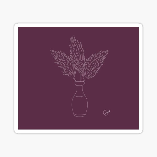 "Pampas grass line art pink and white" Sticker for Sale by Gingerbred ...