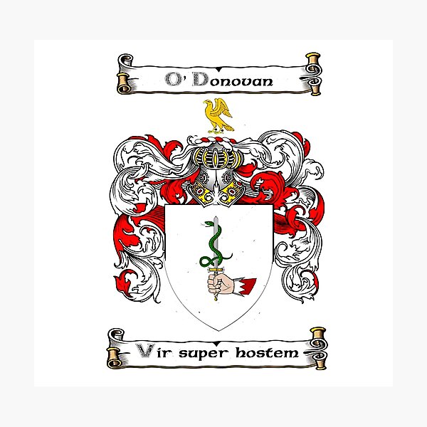 "O'Donovan Family Crest and Motto" Photographic Print for Sale by ...