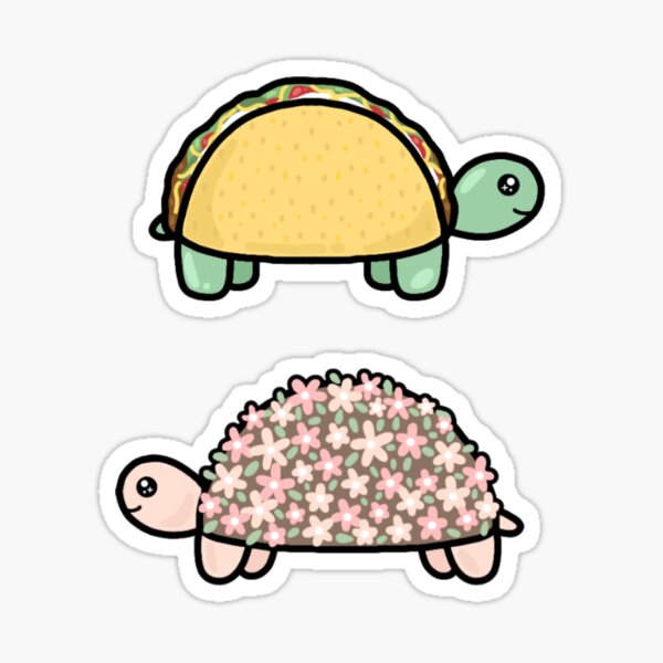 "Turtles- Taco & Flowers (Set of 2)" Sticker by cutermelon | Redbubble