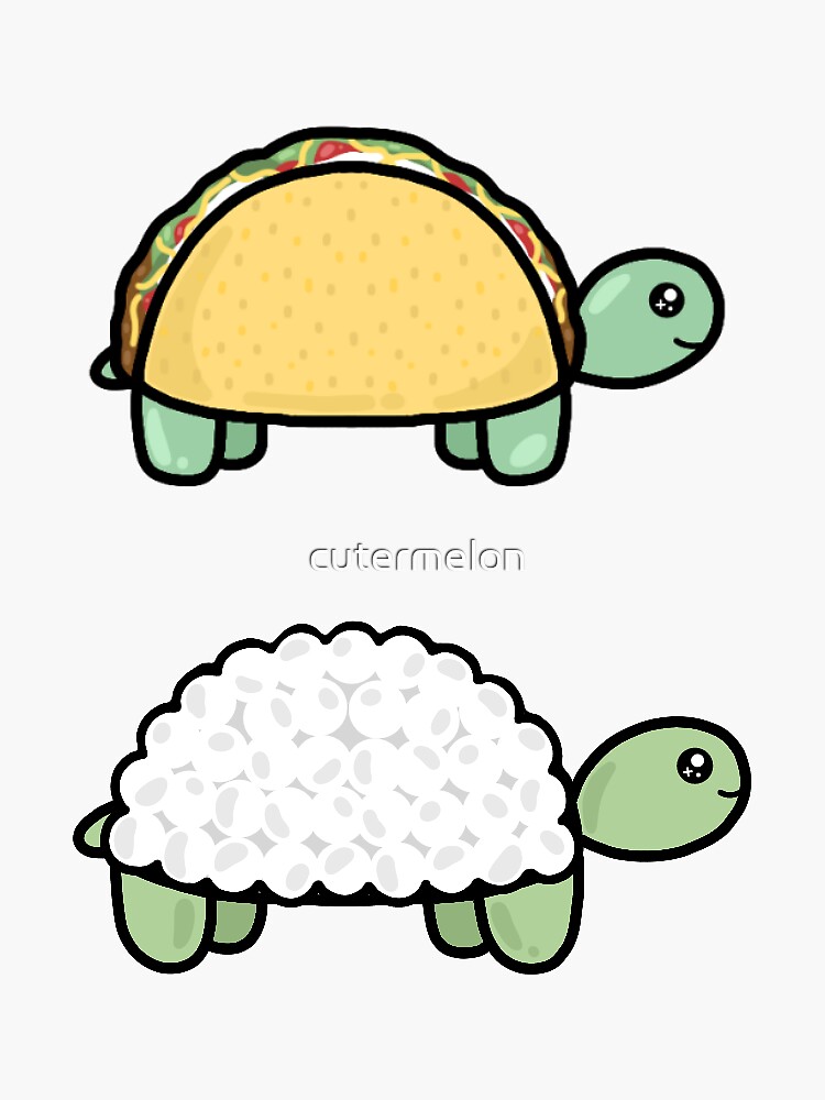"Turtles- Taco & Pearls (Set of 2)" Sticker by cutermelon | Redbubble