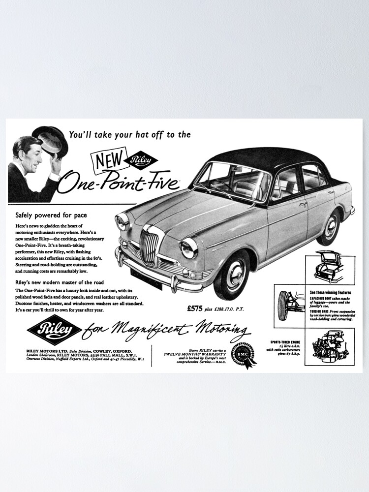 "RILEY ONE POINT FIVE" Poster by ThrowbackMotors | Redbubble