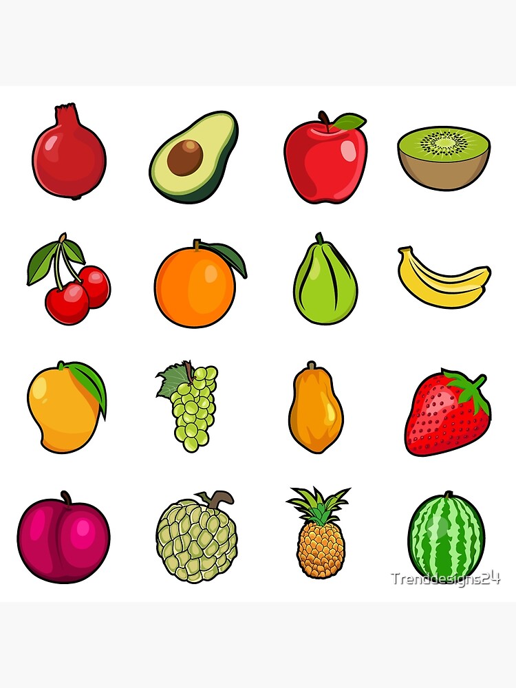 "Fruit kiwi banana strawberry orange watermelon grapes pineapple apple ...