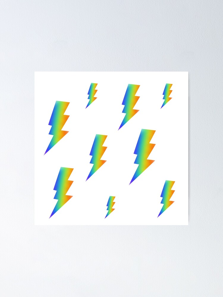 "Rainbow Lightning Bolt Pack" Poster for Sale by heartlinex | Redbubble