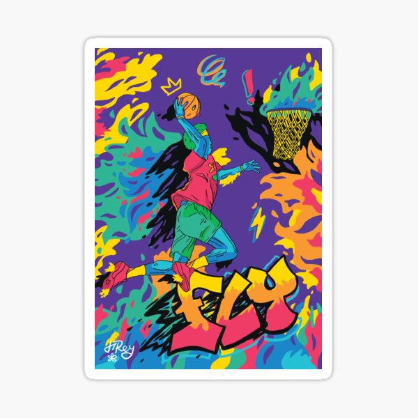 "FLY - Guy Dunking Basketball" Sticker for Sale by hannahrey- | Redbubble
