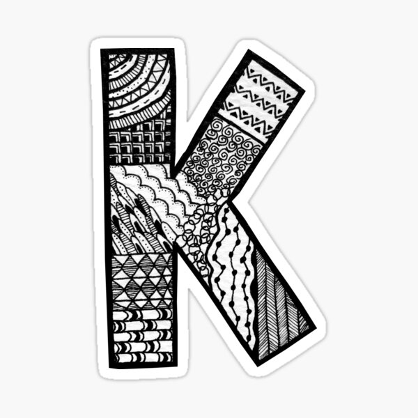 "Zentangle Letter K" Sticker for Sale by jsh-designs | Redbubble