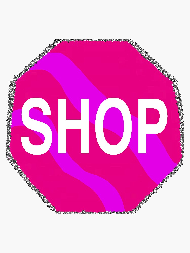 "pink shop sign" Sticker for Sale by Mollybbrown | Redbubble