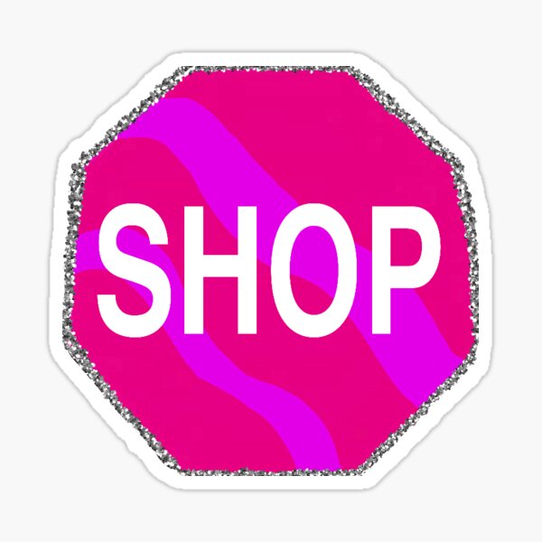"pink shop sign" Sticker for Sale by Mollybbrown | Redbubble