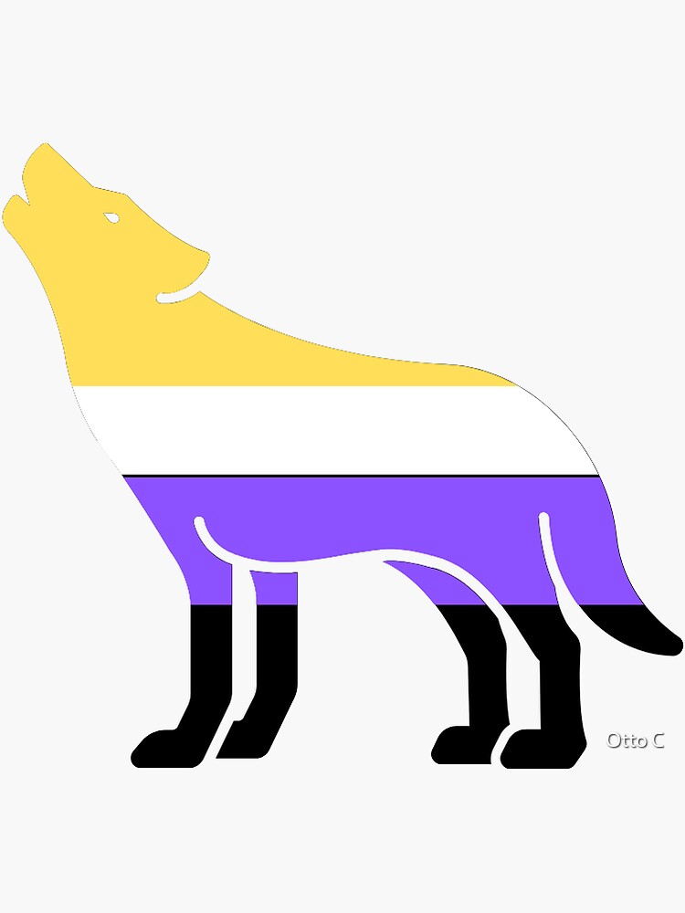 "Nonbinary Pride Wolf" Sticker by RadicalRylie | Redbubble