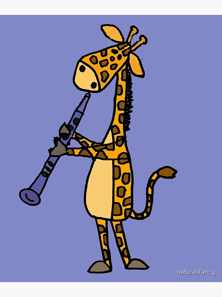 "Cool Funny Giraffe Playing Clarinet Cartoon" Poster for Sale by ...