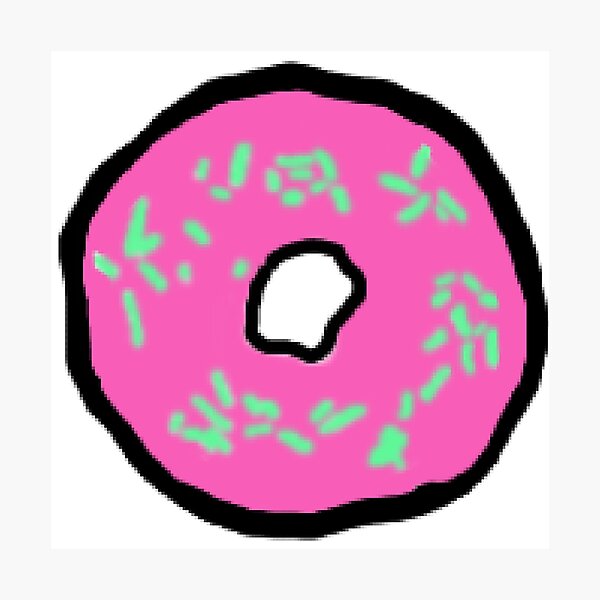 Lámina fotográfica «pegatina rosa donut de dibujos animados» de ...